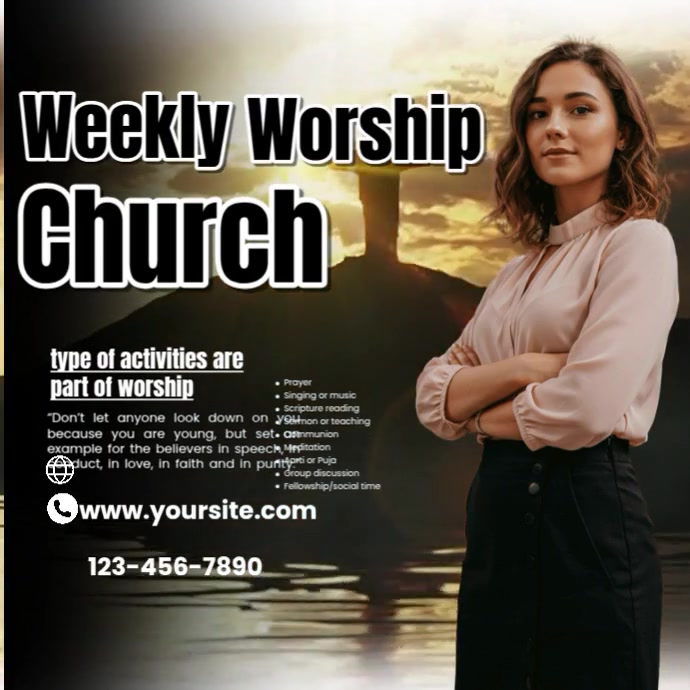 Weekly Worship Service - Join Our Fellowship Template | PosterMyWall