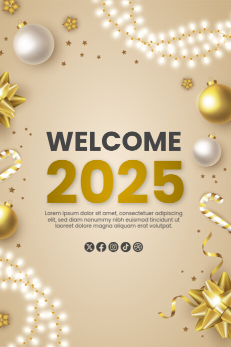 Welcome 2025 New Year Greeting Card Post Template | PosterMyWall