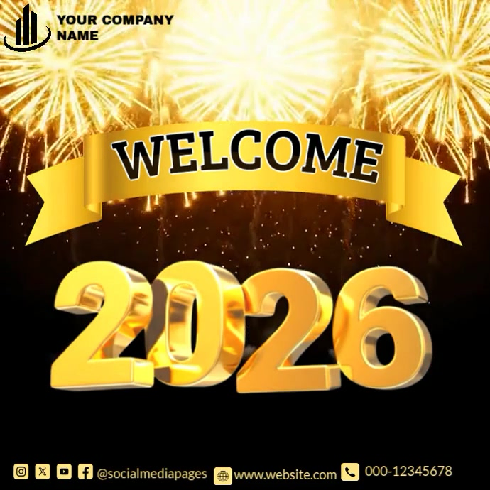 Plantilla de Welcome 2026 Fireworks Poster | Happy New Year 2026 ...