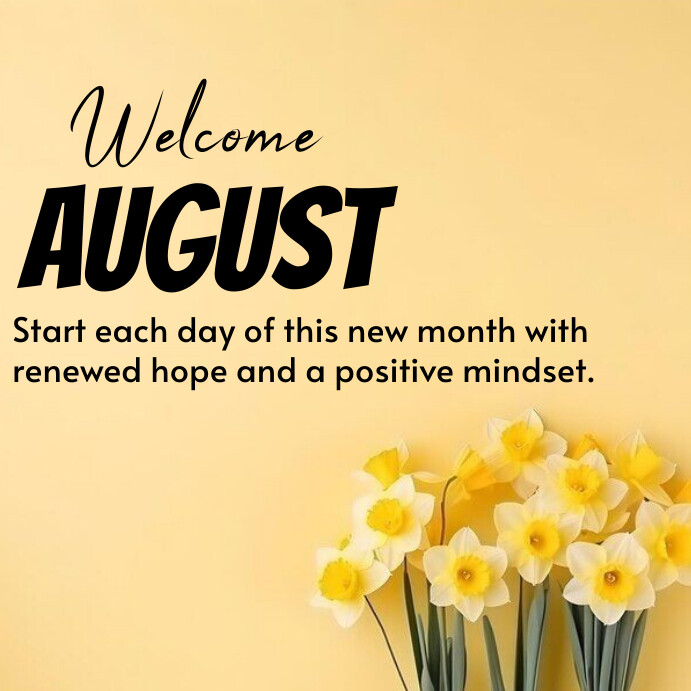Welcome August Template Instagram Post | PosterMyWall