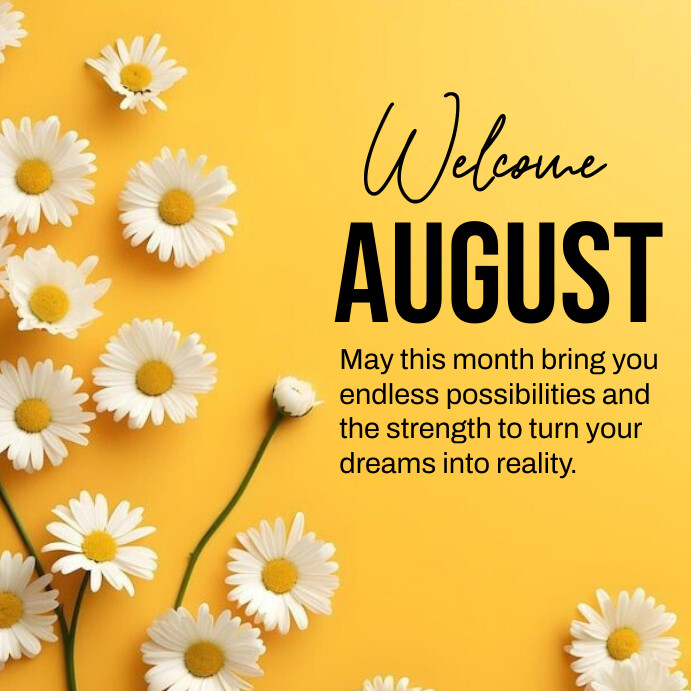 Welcome August Template Instagram Post | PosterMyWall