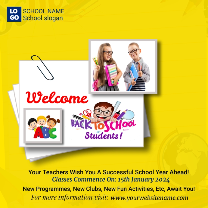 Plantilla de De Diseño de Anuncios de Bienvenida de Regreso a La Escuela | PosterMyWall