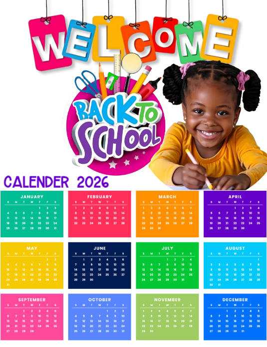 Welcome back to School Calendar template | PosterMyWall