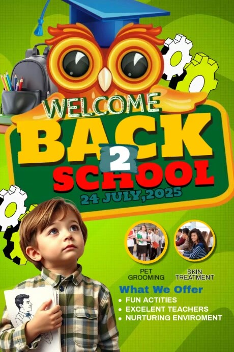 Welcome Back to School Green Theme Template | PosterMyWall