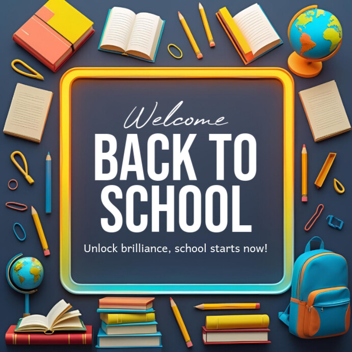 Welcome Back To School Instagram Ad. Template | PosterMyWall