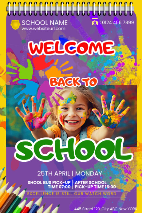Modèle WELCOME BACK TO SCHOOL POSTER FLYER TEMPLATE | PosterMyWall
