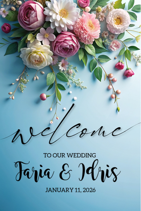 Plantilla de Welcome Board Floral Design Banner 4' × 6' | PosterMyWall