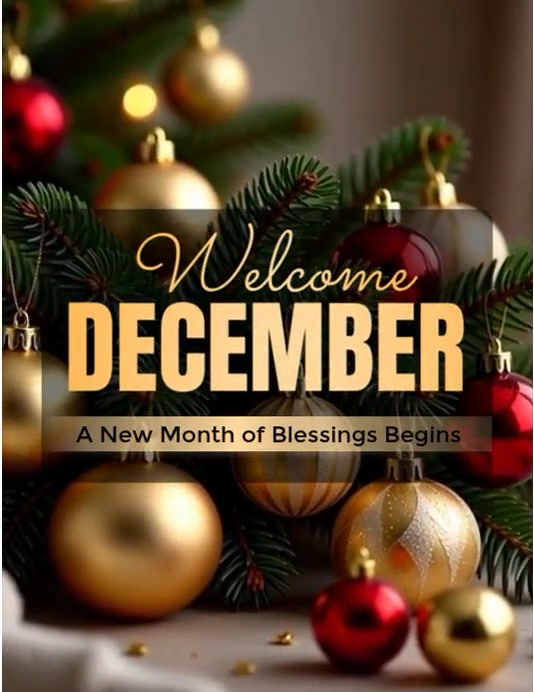 Welcome December Blessings | Elegant Gold Christmas Greeting Template ...