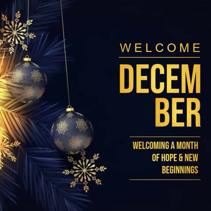 Welcome December Gold Christmas Greeting Video Template | PosterMyWall