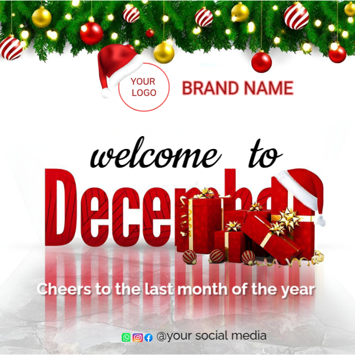 Welcome December Social Media Post - Festive Month Greeting Template ...