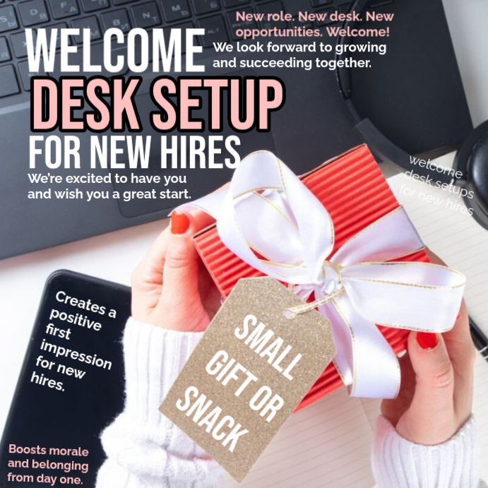 Welcome Desk Setups for New Hires Template | PosterMyWall