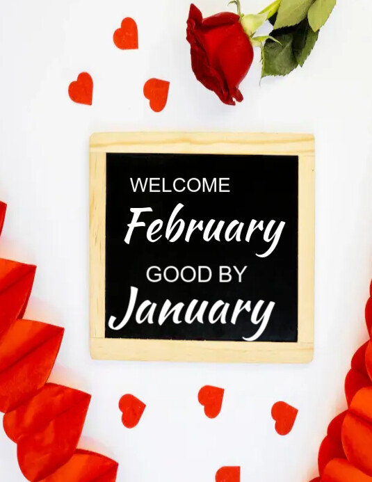 Welcome February Good By January 2025 Template | PosterMyWall