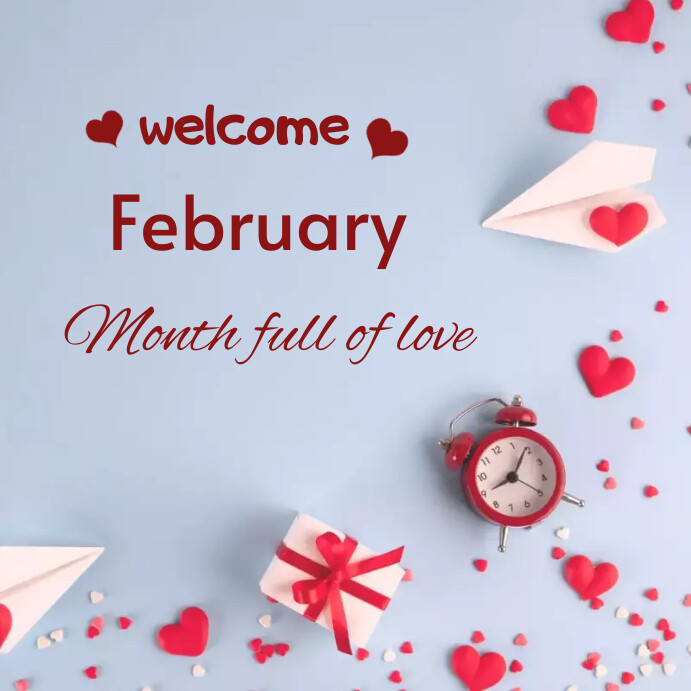Welcome February template เทมเพลต | PosterMyWall