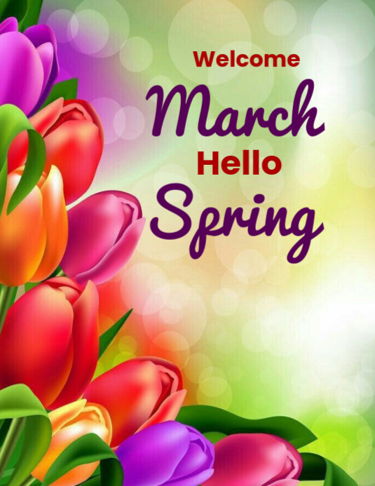 Welcome March Hello Spring Flyer 2025 Template | PosterMyWall