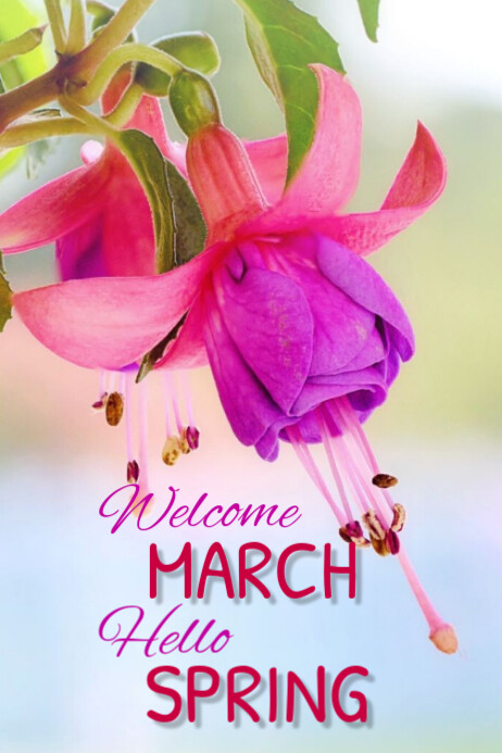Welcome March Hello Spring Poster 2025 Template | PosterMyWall