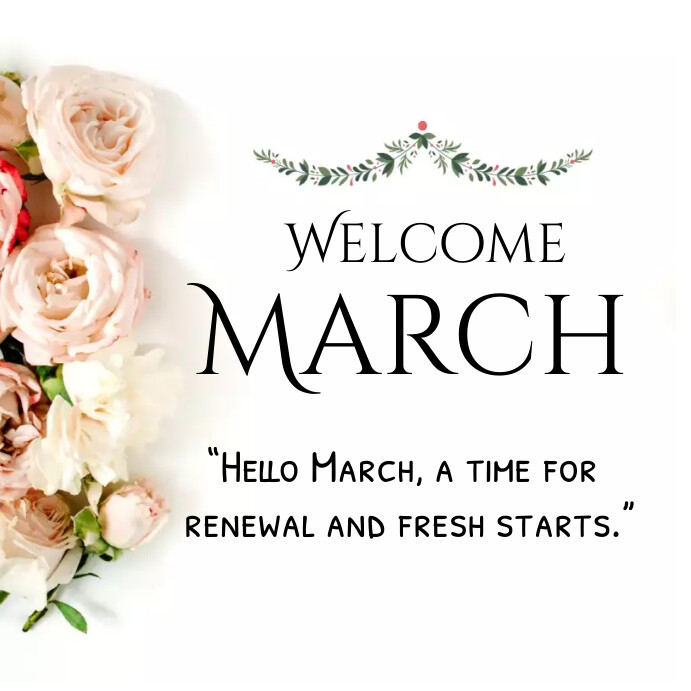 Welcome March online greetings Card Template | PosterMyWall