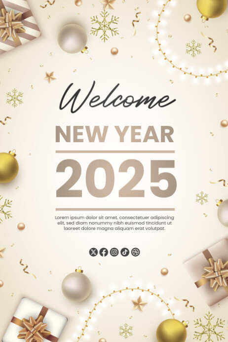 Welcome New Year 2025 Greeting Card Template | PosterMyWall
