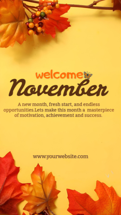 Welcome November – Fresh Start Autumn Inspiration Poster Template ...