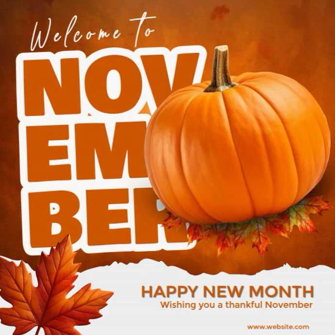 Welcome November Greeting Template – Happy New Month Fall Design ...