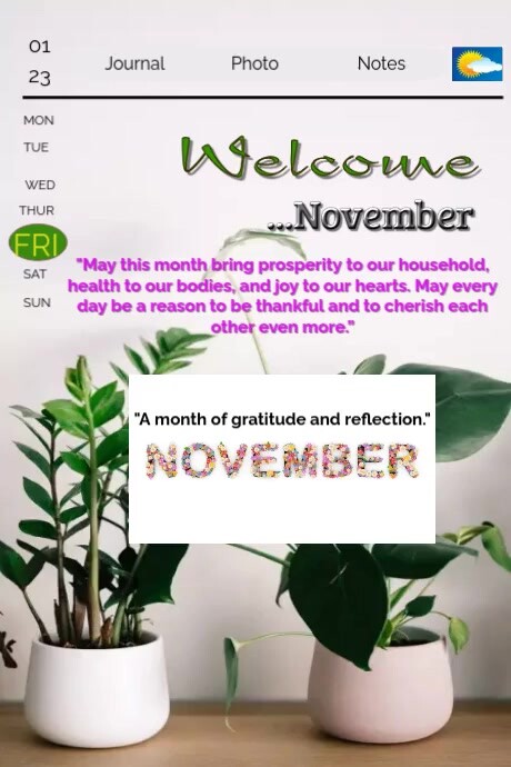 Welcome November Rain Plant Photo Instagram Template | PosterMyWall