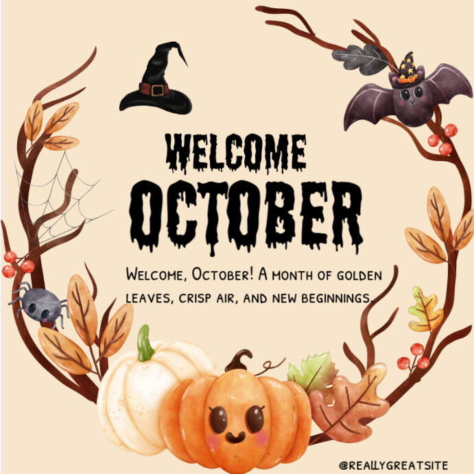 Welcome October Instagram Post 2024 Templat | PosterMyWall