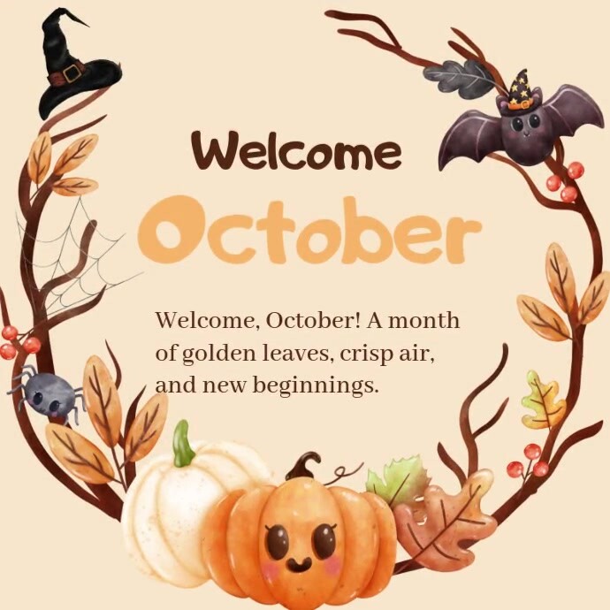 Welcome October Instagram Post Templat | PosterMyWall