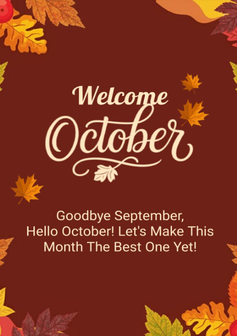 Welcome October - New month Greetings Template | PosterMyWall