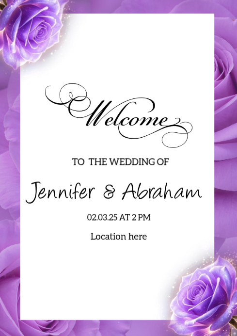 Welcome sign board purple floral template | PosterMyWall