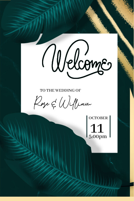 Welcome sign for wedding leaves background Template | PosterMyWall