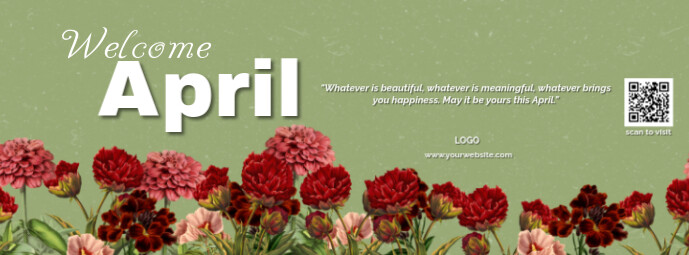 Copy of welcome to april happy new month Facebook Cover Photo ...
