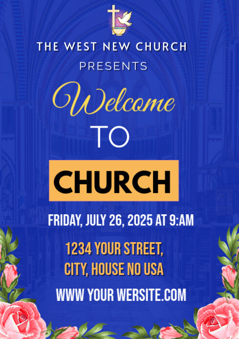 welcome to church service poster template | PosterMyWall