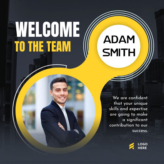 Welcome to the Team White Yellow Simple Template | PosterMyWall