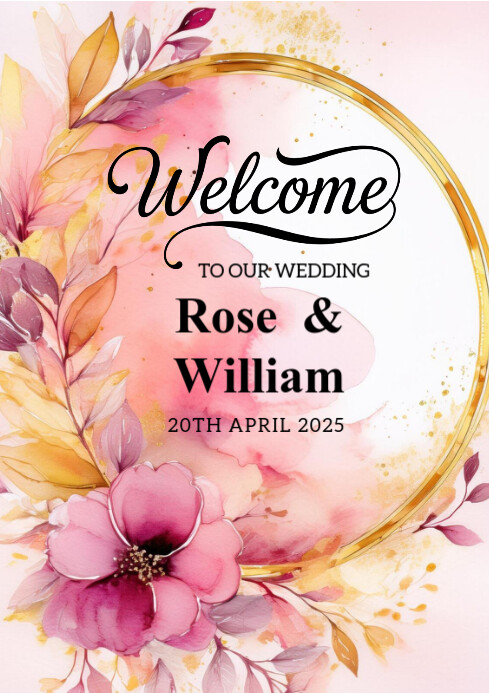 Copy of welcome to wedding card watercolor design | PosterMyWall