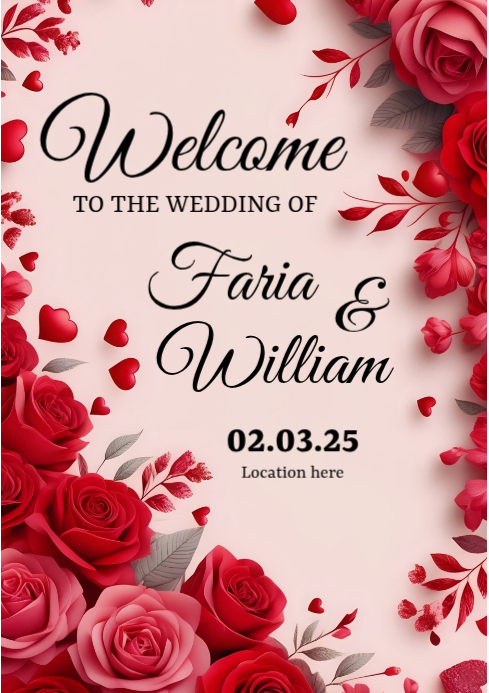 Copy of welcome to wedding rad rose floral design | PosterMyWall