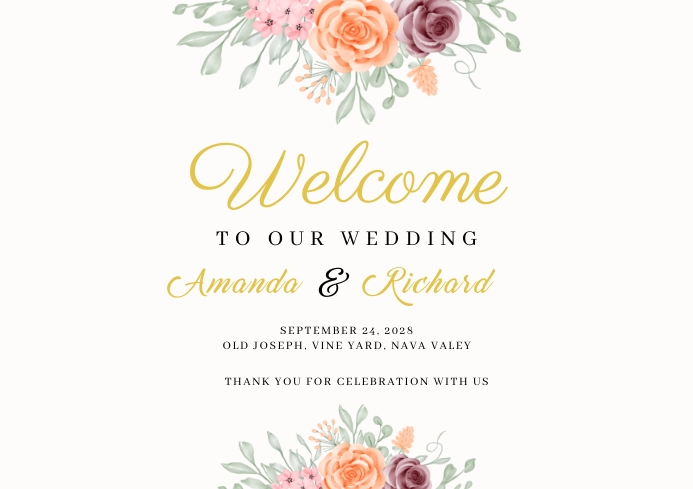 Welcome wedding sign Tempalte free Template | PosterMyWall