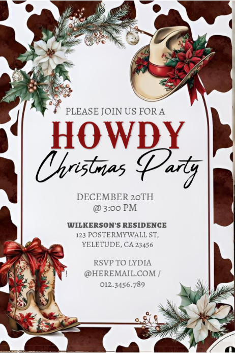 Copy of Western Christmas Party Invitation | Cowboy Holiday Poster ...