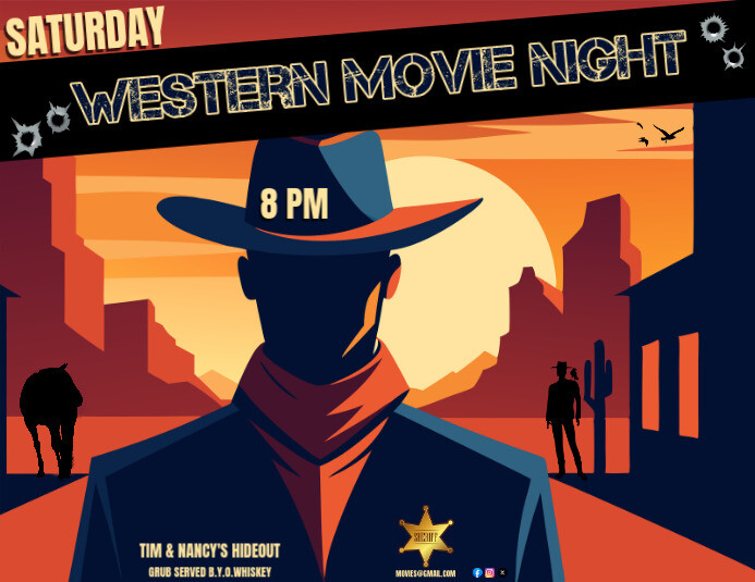 WESTERN MOVIE NIGHT INVITATION Template | PosterMyWall