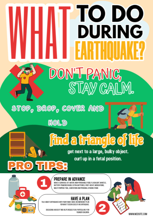 White Earthquake Safety Tips A4 Template | PosterMyWall