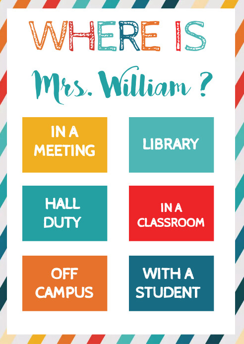 Where's the Teacher Sign Template | PosterMyWall