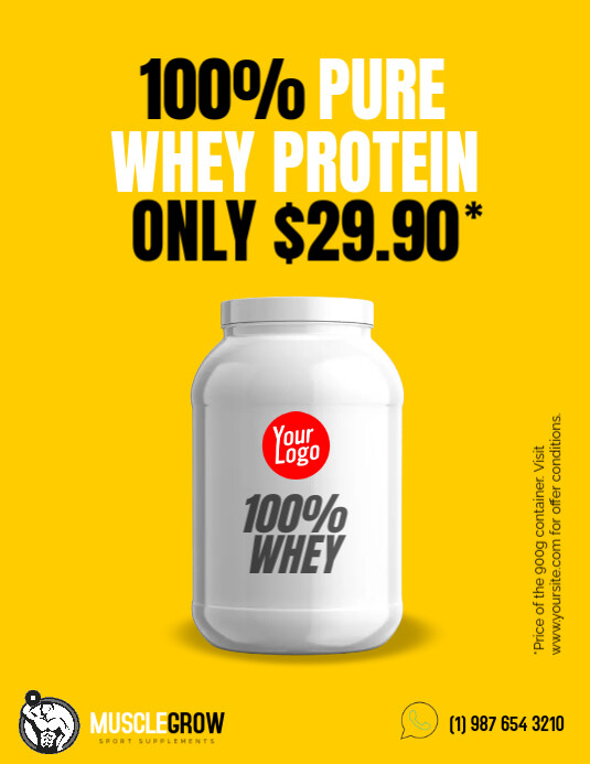Plantilla de Whey protein whatsapp ad flyer template | PosterMyWall