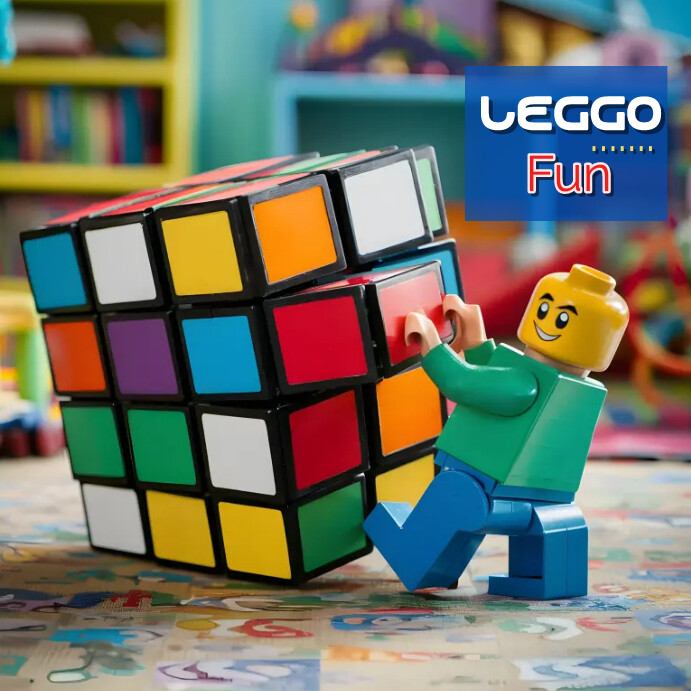 Copy of Whimsical Lego Fun: Playful Scene with Rubik' | PosterMyWall