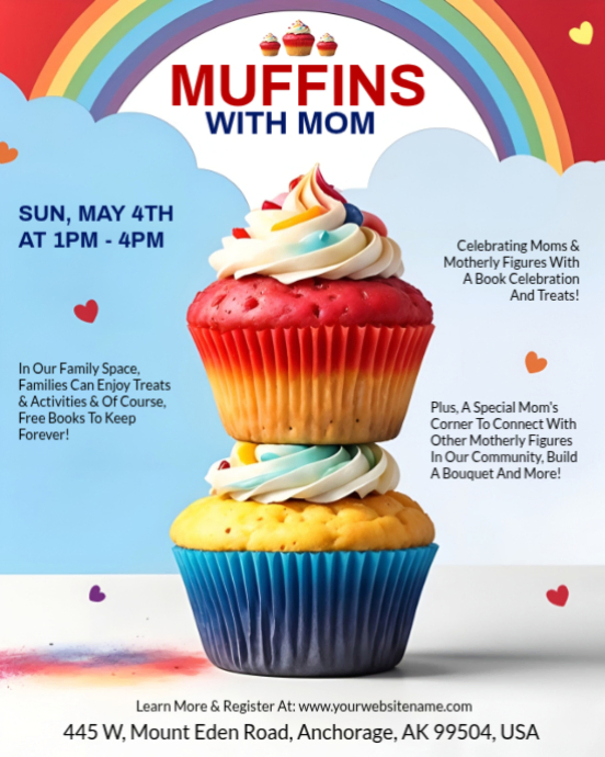 Plantilla de Whimsical Muffins with Mom Mother's Day Event Flyer ...