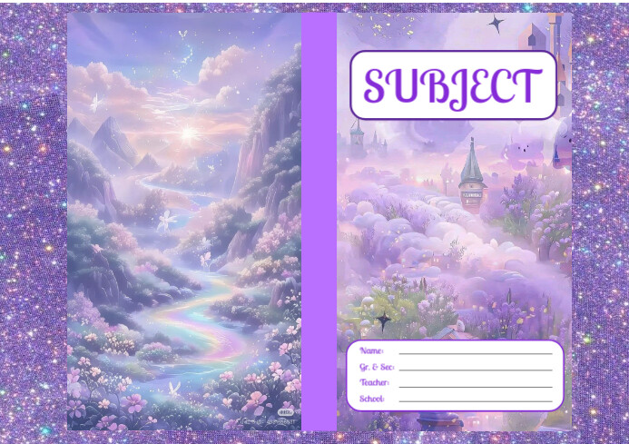 Whimsical Purple Subject Cover Design Template | PosterMyWall