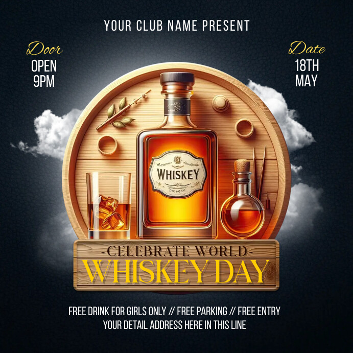 Whiskey Day Social Media Post Template | PosterMyWall