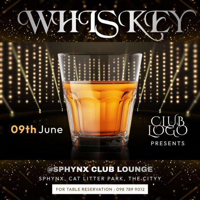 Whiskey Night Club Invitation Template | PosterMyWall