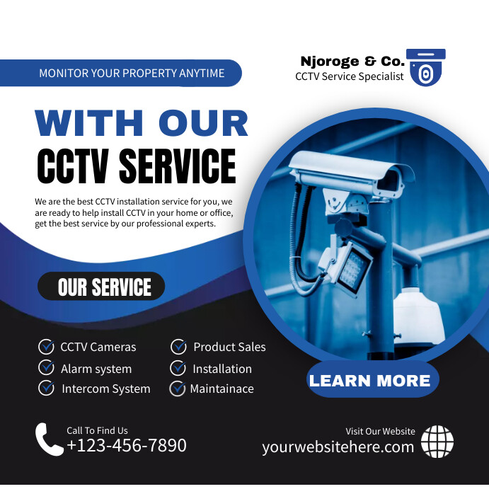 White, Black CCTV Service Instagram Post Template | PosterMyWall