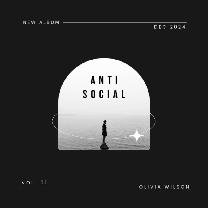 White & Black Anti Social Album Cover Template | PosterMyWall