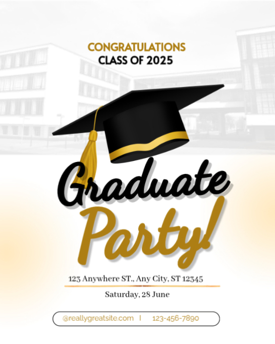 White & Black Gold Minimalist Happy Graduation Instagram Post Template ...