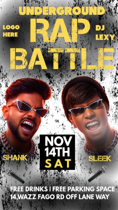Plantilla de White & black Underground Rap Battle Event Promo ...