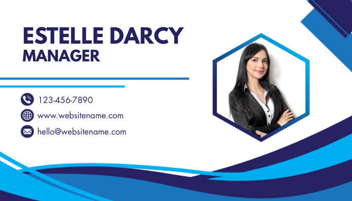 White & Blue Business Card Template | PosterMyWall